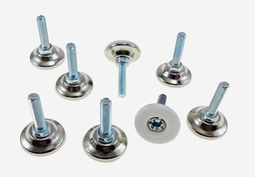 8 Pack Monaco 1/4-20 Non-Swivel W/Hex White Nylon Base Leveler MONO-30 ...