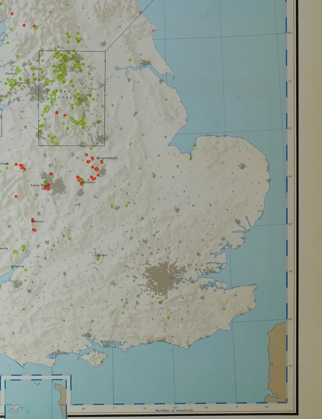 VINTAGE LARGE MAP of BRITAIN QUARRIES SANDSTONE IGNEOUS ROCKS 1954 ...