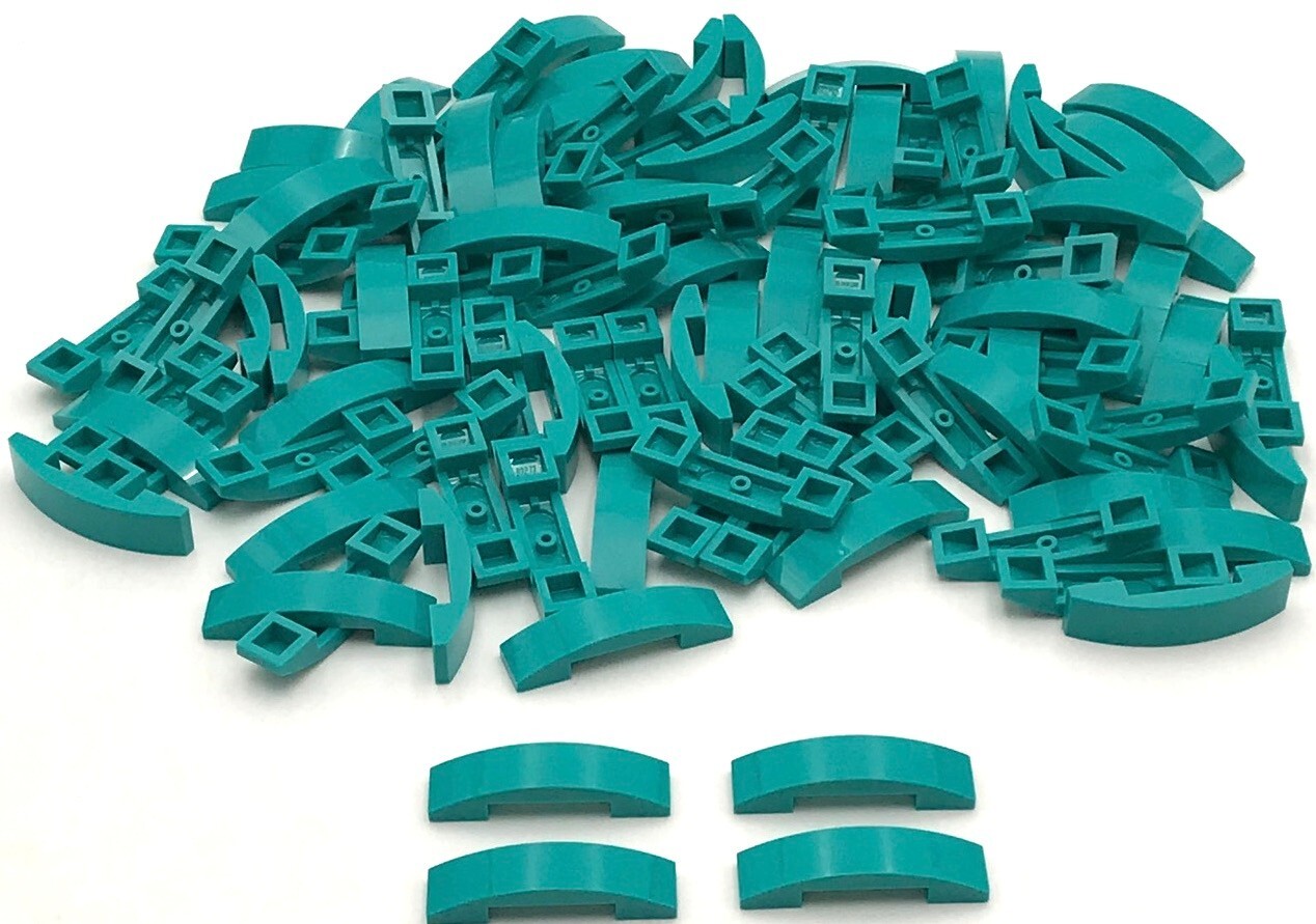 Lego 100 New Dark Turquoise Slope Sloped Curved 4 x 1 x 2/3 Double ...