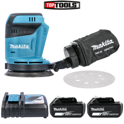 Makita DBO180 18V Li-ion Random Orbit Sander With 2 x 6Ah Batteries ...