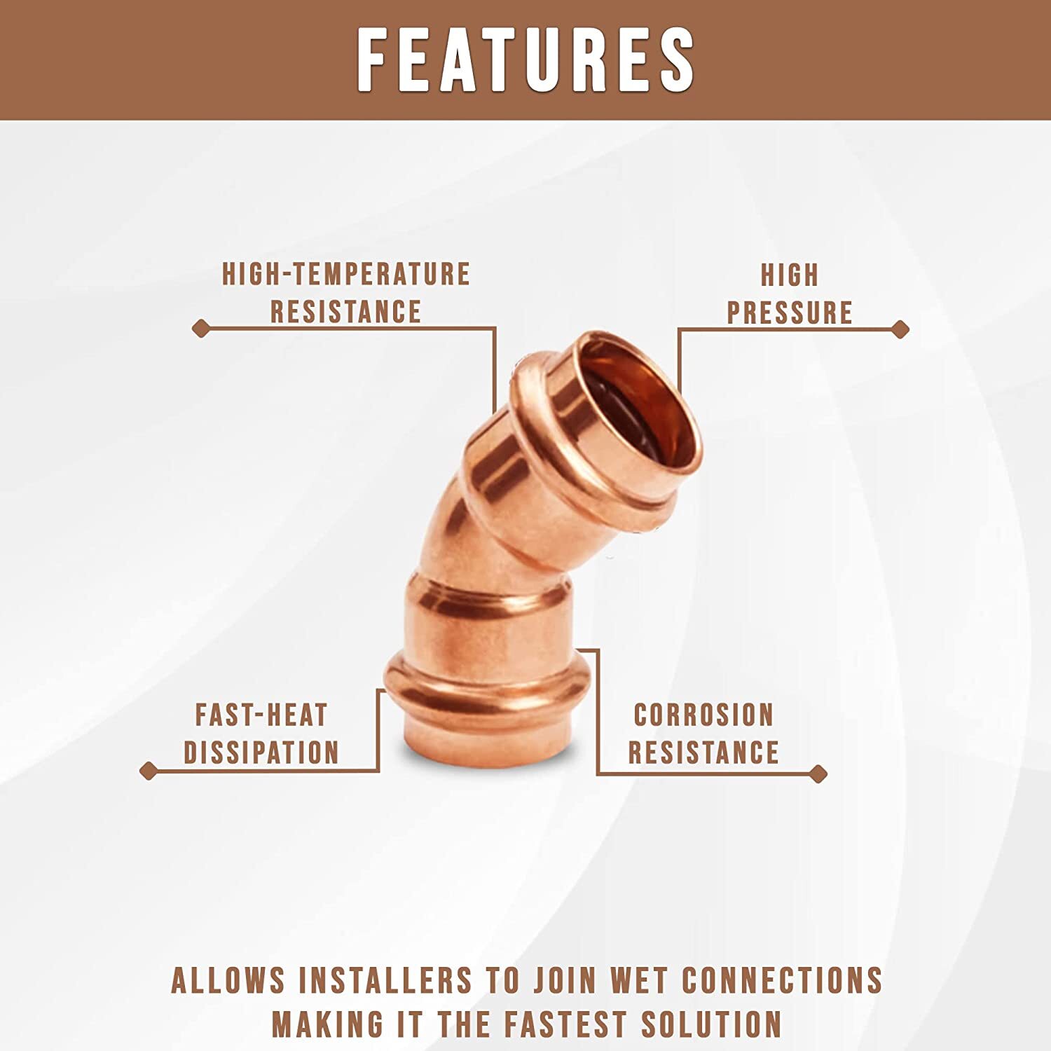 1/2" Press X Press 45 Degree Elbow Propress Press Pressure Copper ...