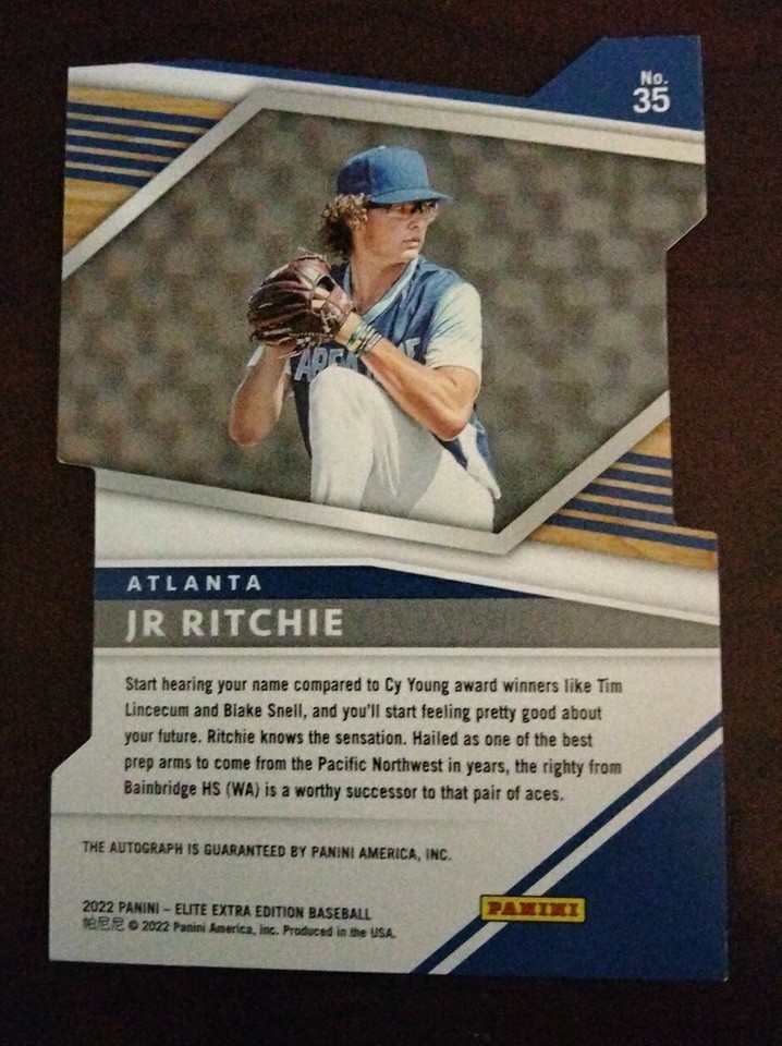 2022 Elite Extra Edition JR Ritchie Die-Cut Auto /76 Aspirations Braves ...
