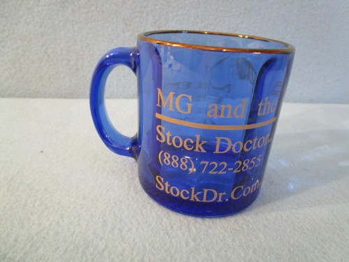 BLUE GLASS MUG stock doctor wealth management financial cup | eBay