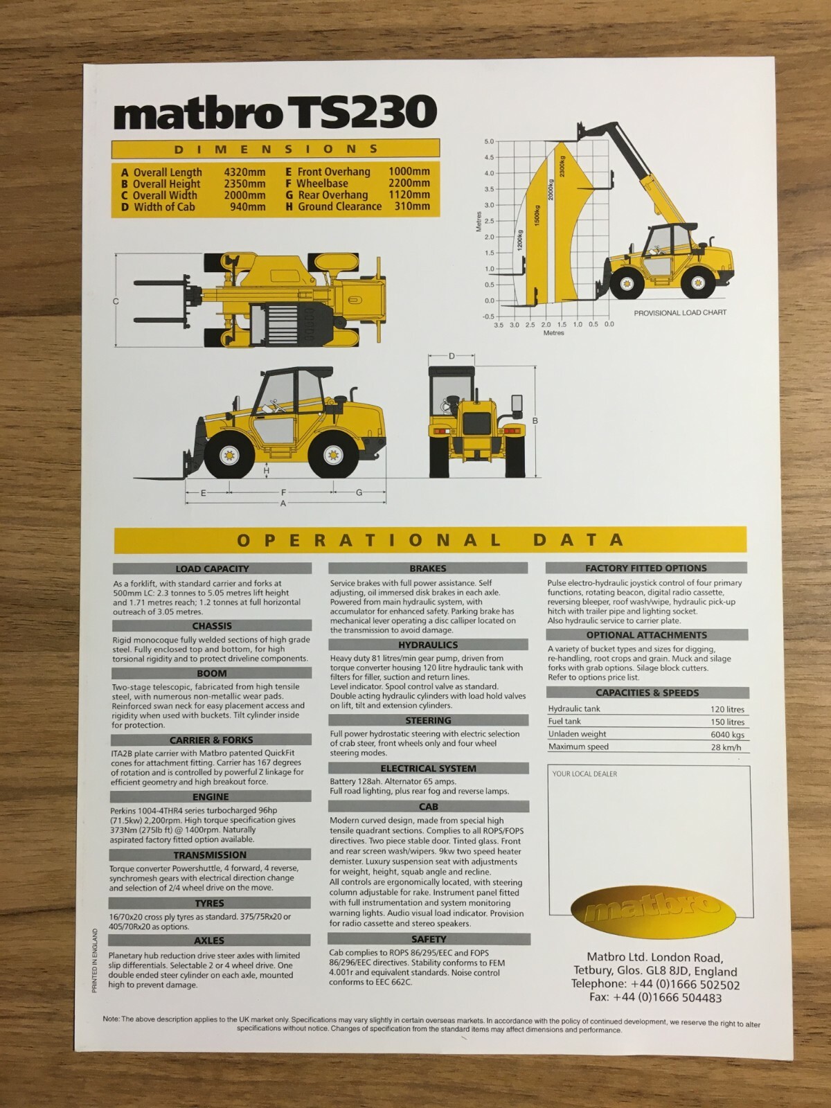 MATBRO TS230 HI TORQUE TELEHANDLER SALES PAMPHLET | eBay UK