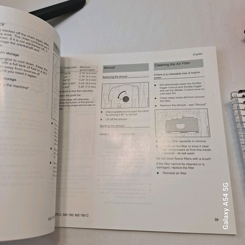 Stihl MS 170 180 Chainsaw Instruction Manual English and Spanish ...