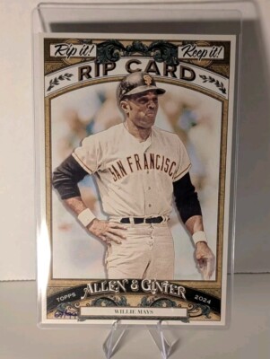 WILLIE MAYS 2024 TOPPS ALLEN & GINTER BOX TOPPER RIP CARD #'D /99 ...