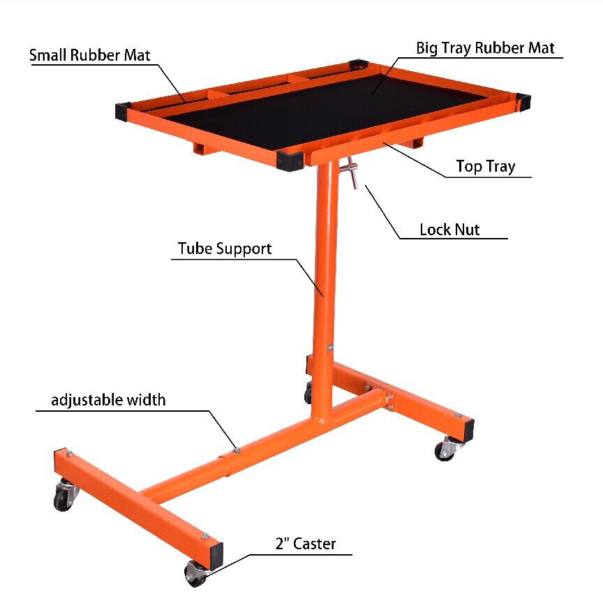 AAIN Mobile Work Table with 4 Swivel Wheels and Adjustable Height ...