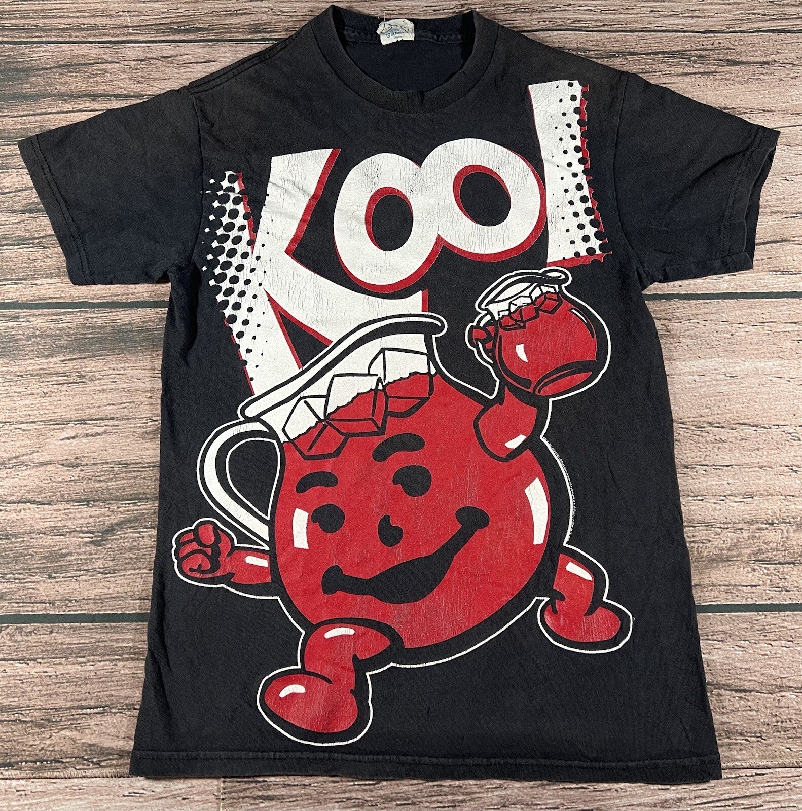 Vintage Kool Aid T-Shirt Black Red KOOL AID MAN 90's Drink Size SMALL ...