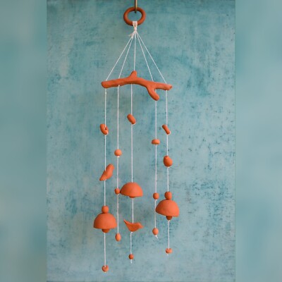 Rustic Wind Chime Mobile. Porch Wind Bell. Wall Hanging Bell. Garden ...