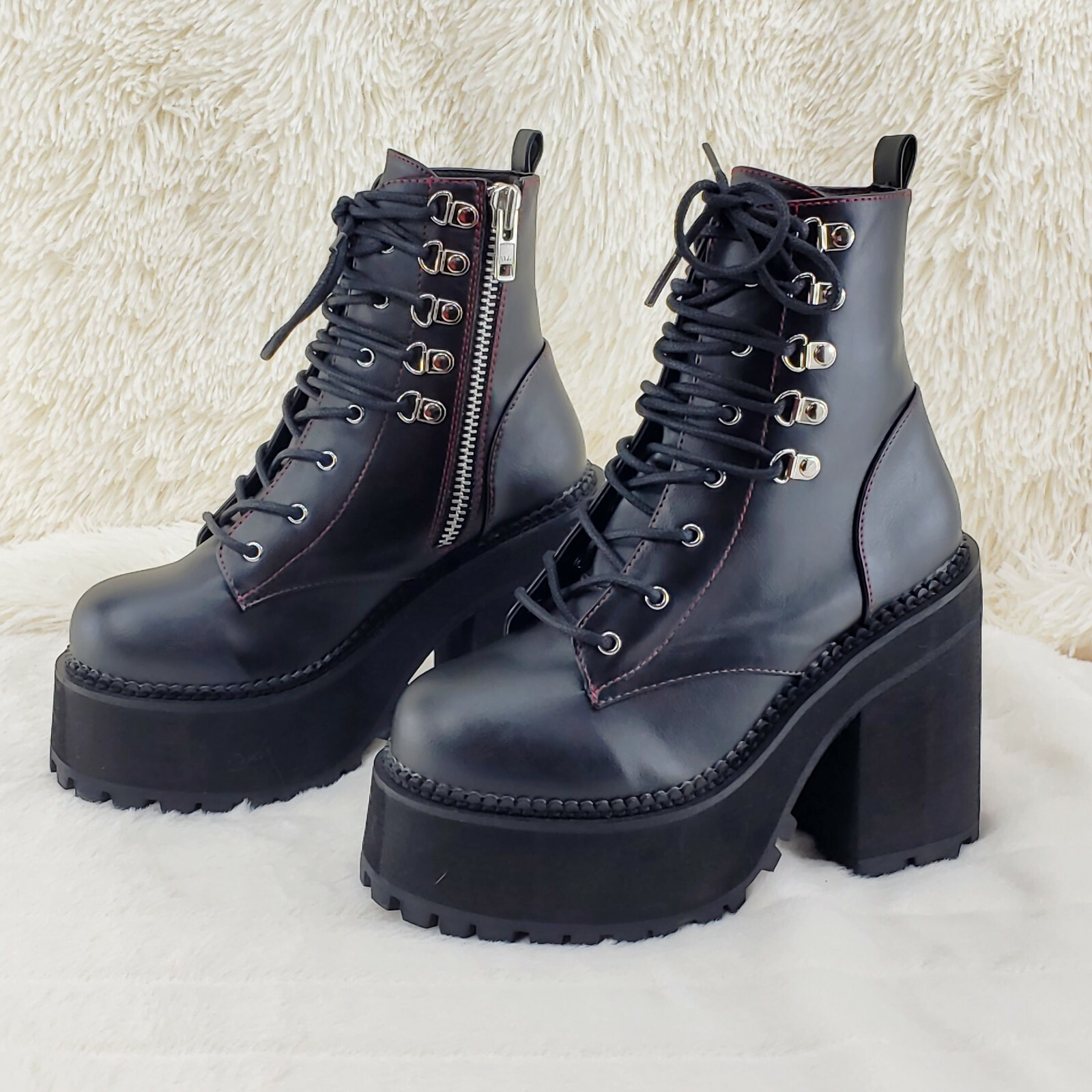 Assault 100 Gothic Punk Heel Cleat Platform Red Stitch Ankle Boot NY ...