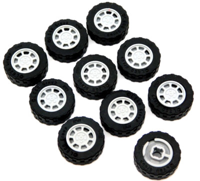 10 LEGO Tire / Tyre 17.6 x 6.24 Wheel Light Bluish Grey Rims Spokes ...