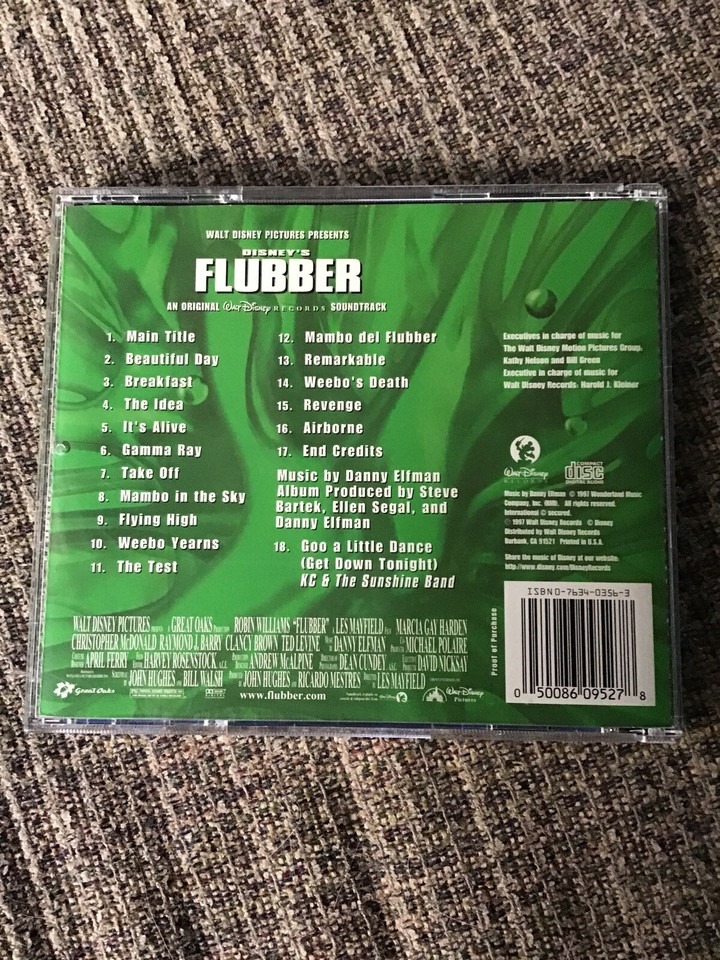 FLUBBER CD ORIGINAL SOUNDTRACK DANNY ELFMAN SCORE, WALT DISNEY LABEL ...