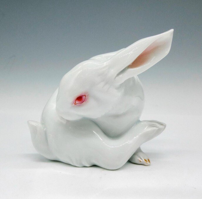 Austrian Original Augarten Wienn Porcelain Rabbit Figurine, 1940, White ...