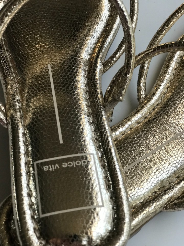 Dolce Vita Leanna Strappy Flat Sandals in Gold Crackled Color Flip Flop ...