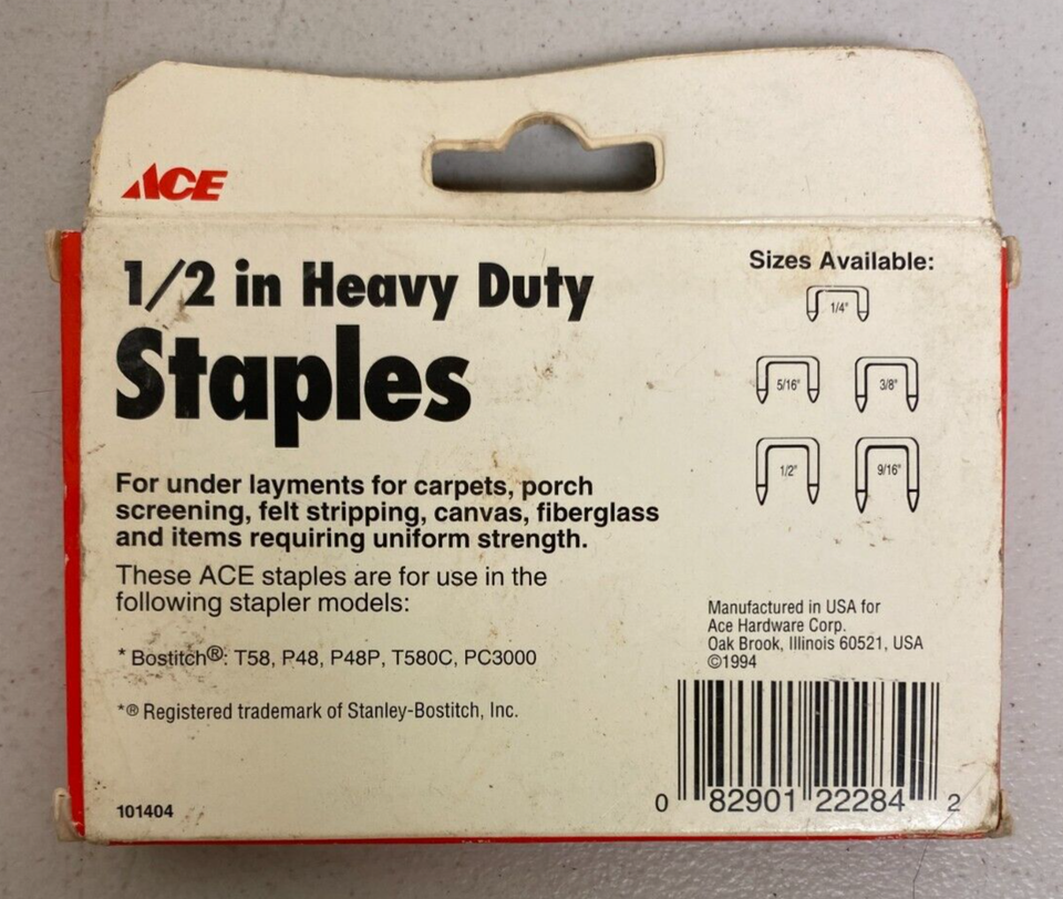 ACE HARDWARE HEAVY DUTY STAPLES 1/2 " POWER CROWN 1000 STAPLES | eBay