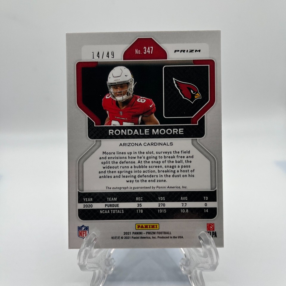 Rondale Moore 2021 Panini Prizm Rookie Purple Power Prizm #347 AUTO /49 ...