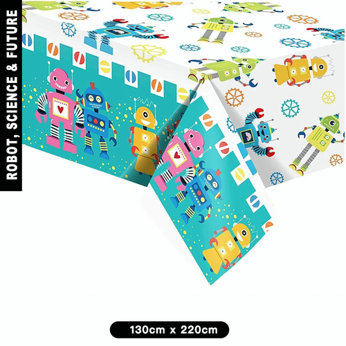 Robot Table Cover | Science & Future Theme Tablecloth Birthday Party ...