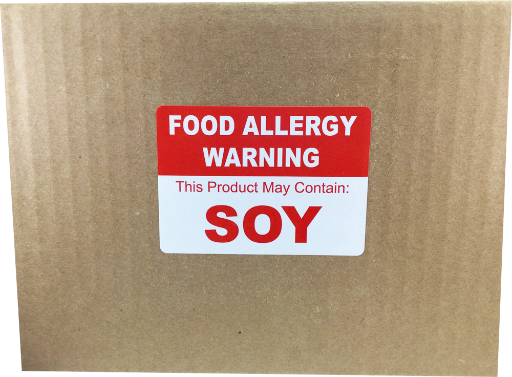 FOOD ALLERGY WARNING This Product May Contain SOY Labels | 2.5 x 3.5 ...