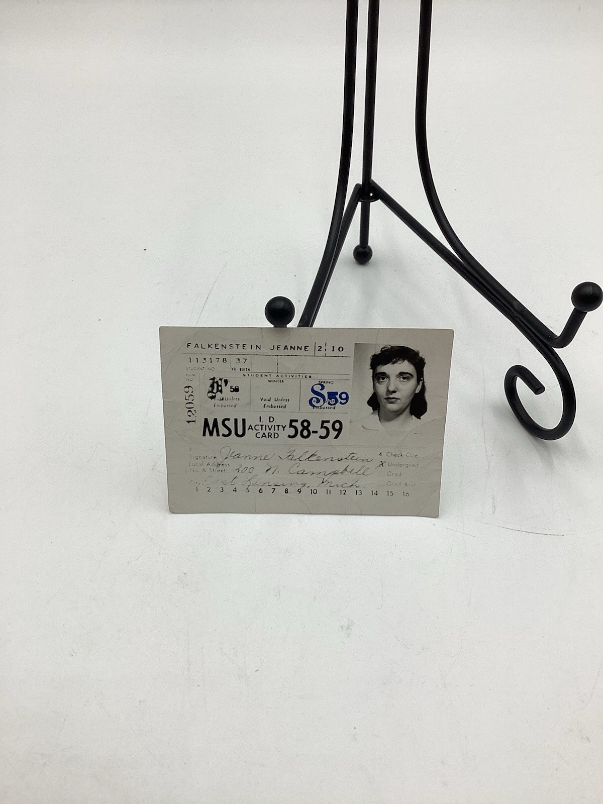 Vintage 1958-59 Michigan State ID Card-Jeanne Falkenstein-House Of ...