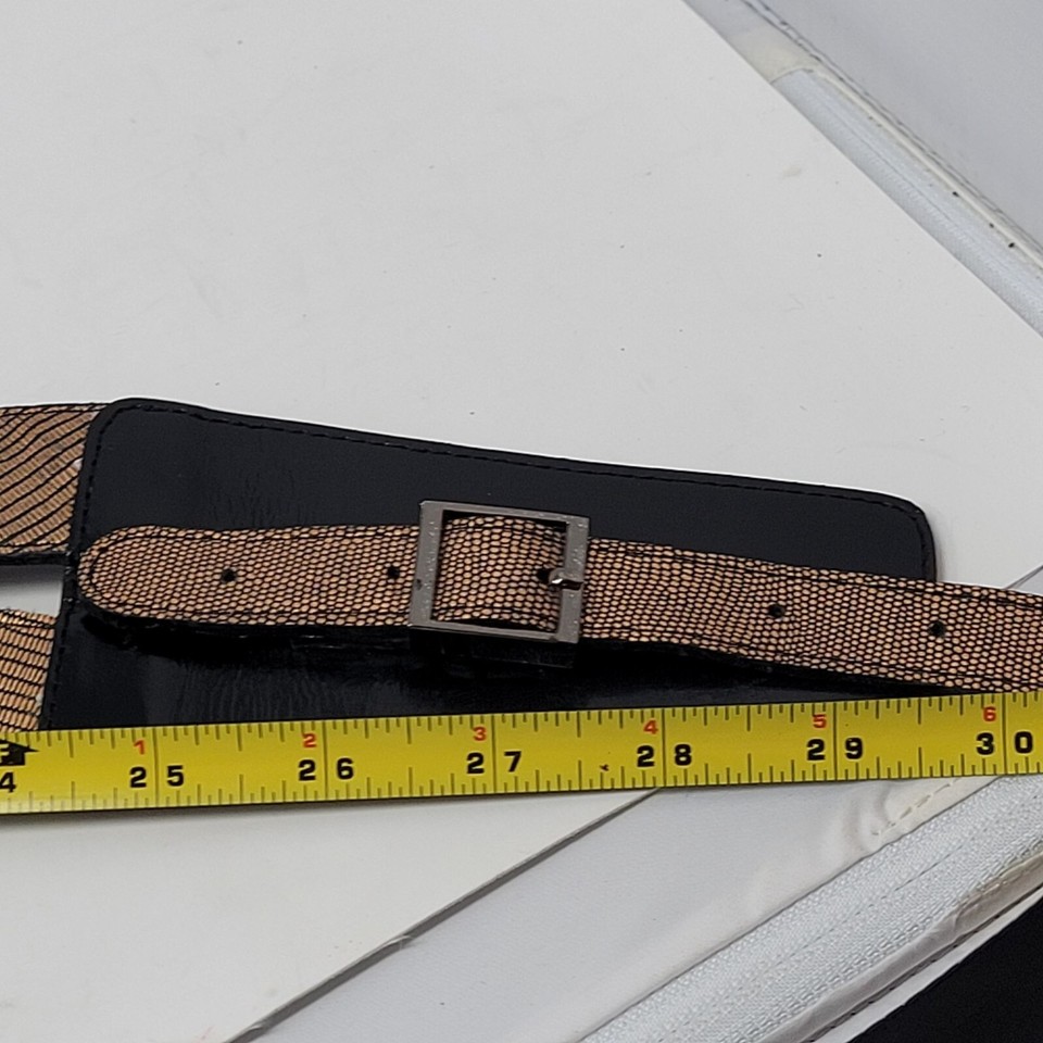 Reiss Womens Waist Belt Patent Leather Metallic Copper Double Buckle | eBay