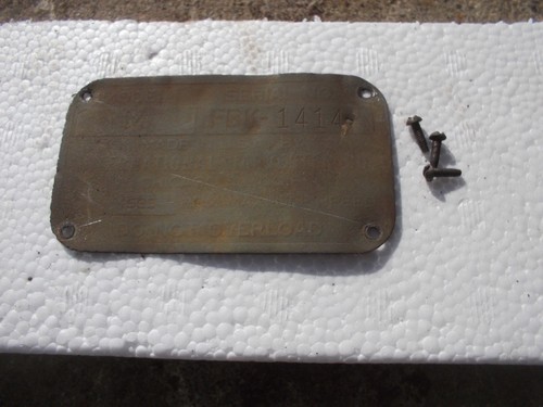 1939 Farmall M tractor Original IH Serial Number tag #FBK 1414 1st YR ...