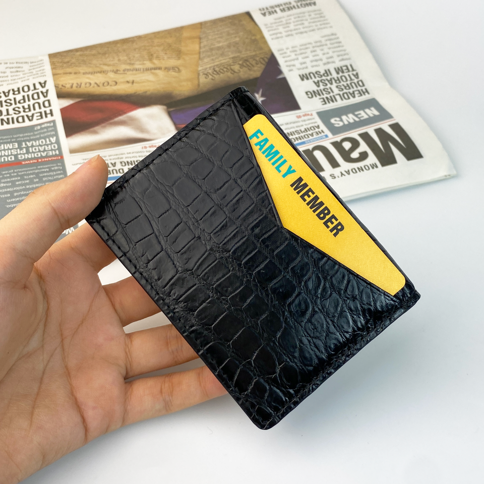 Genuine Crocodile Ostrich Leather Cardholder Double side Skin Bifold ...