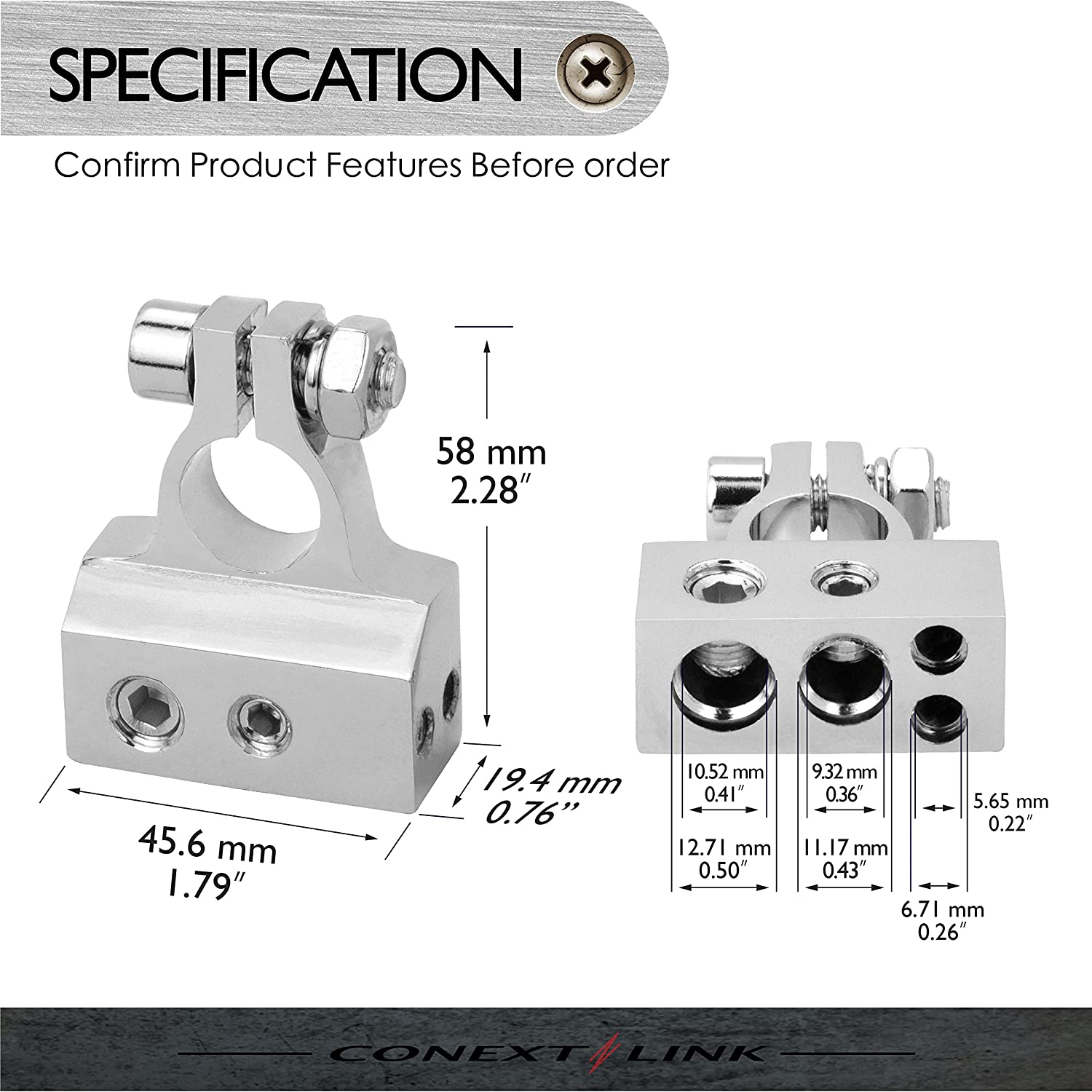 Conext Link BTZ1-2 Battery Terminal Postive Negative 8 4 2 1/0 Gauge 2 ...