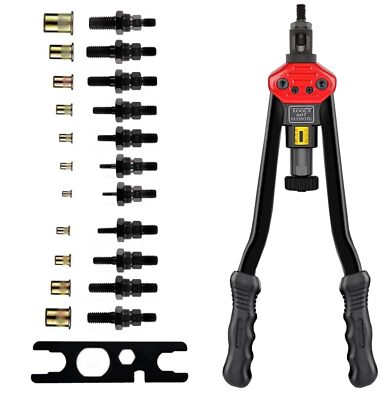 16" Hand Rivet Nut Setter Kit, Professional Long Handle Threaded Insert ...