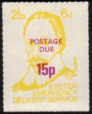 GB EXETER STRIKE EMERGENCY DELIVERY OVER PRINTED 15p POSTAGE DUE STAMP ...