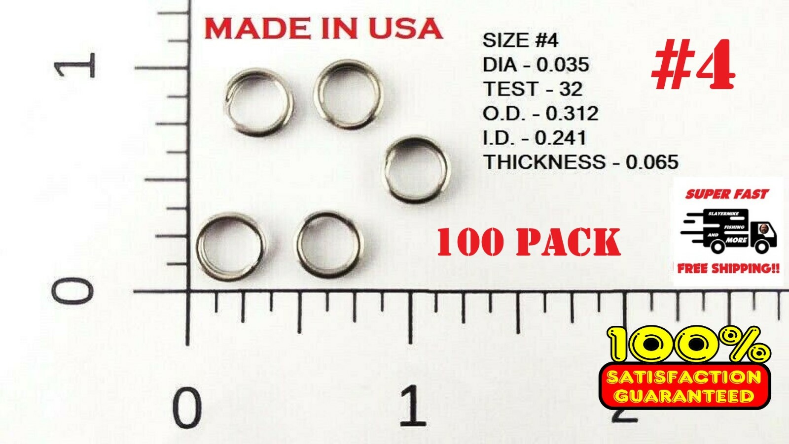 100pcs Stainless Steel Fishing Split Rings / Rosco/ #4 / 32lb Test ...