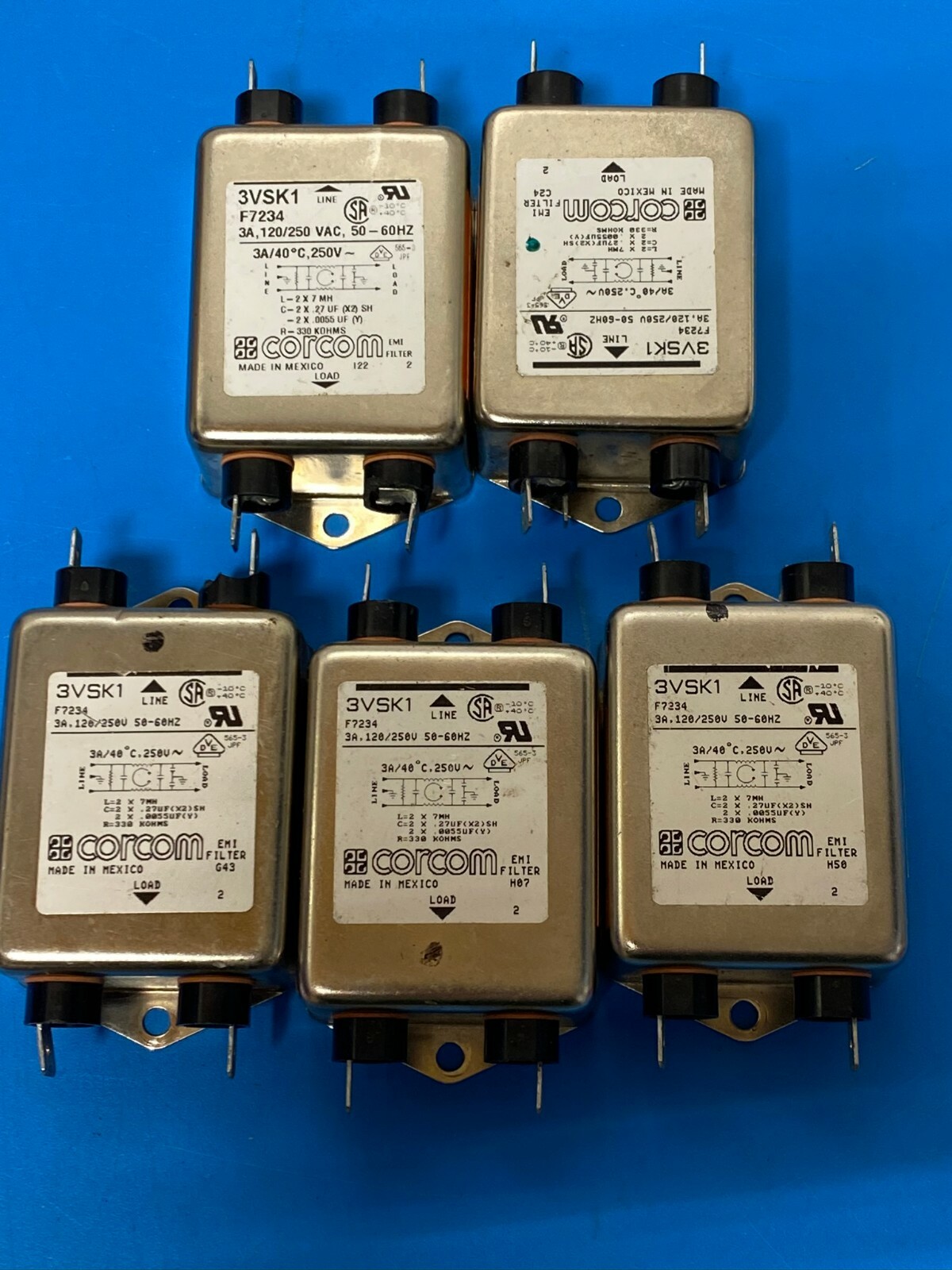 LOT (5) Corcom Line Filter 3VSK1 Tyco F7234 3A 120/250V | eBay