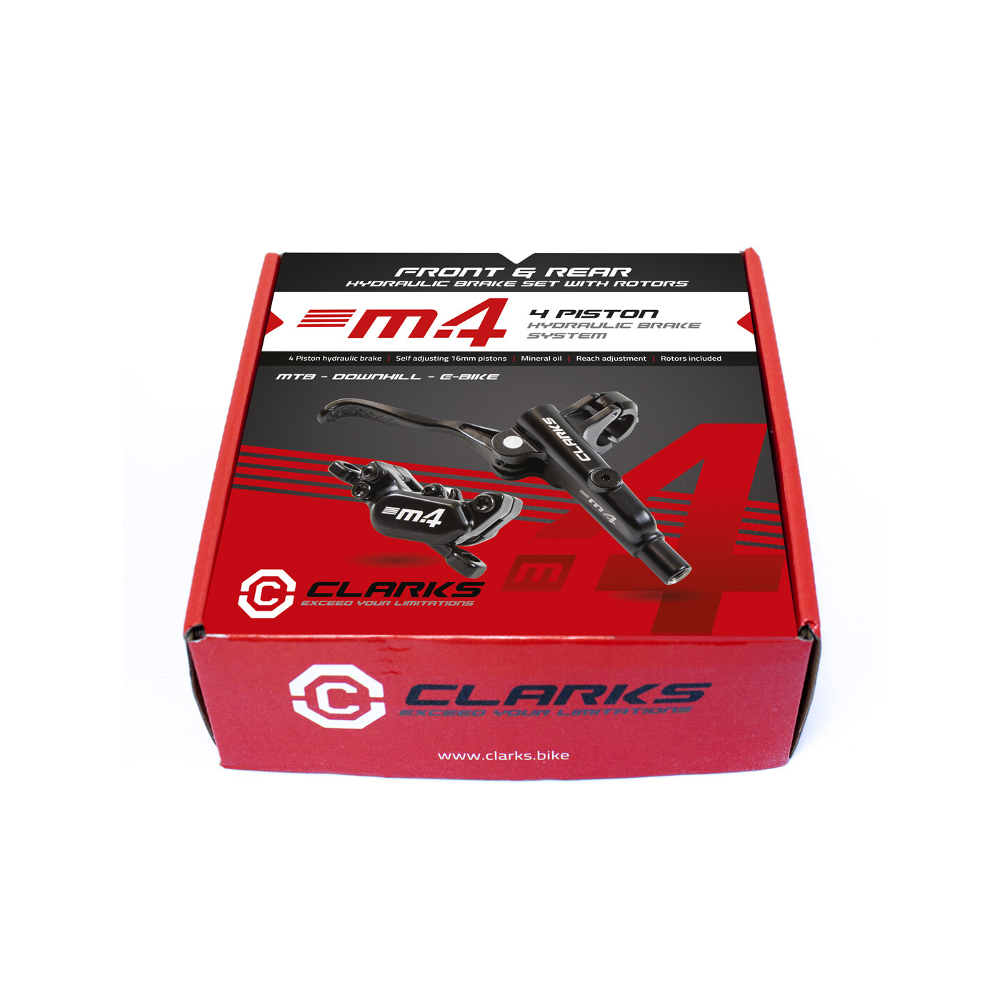 Clarks M4 Hydraulic Disc Brake Set MTB 4 Piston 180mm front 160mm rear ...