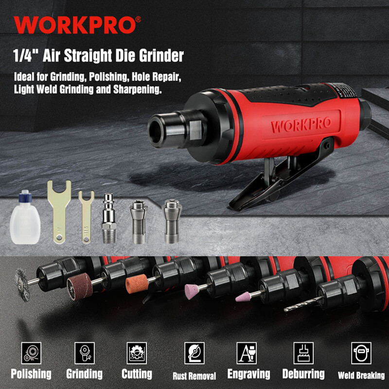 WORKPRO 1/4-Inch Pneumatic Straight Die Grinder High Free Speed for ...