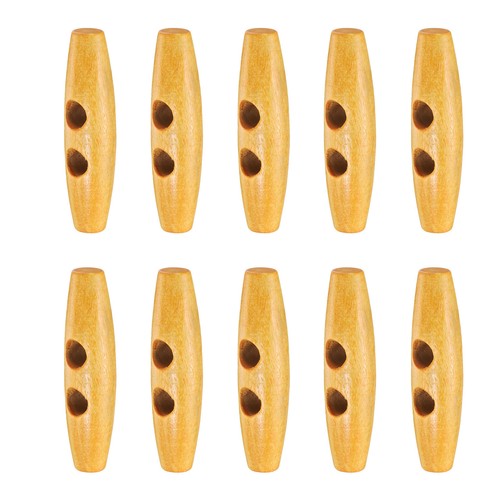 10pcs Wooden Toggle Buttons, 55mm 2-Hole Olive Button for Coat, Beige ...
