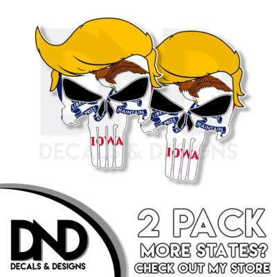 Trump Skull - Iowa Decal Republican Right Wing Sticker 2 Pack IA | eBay