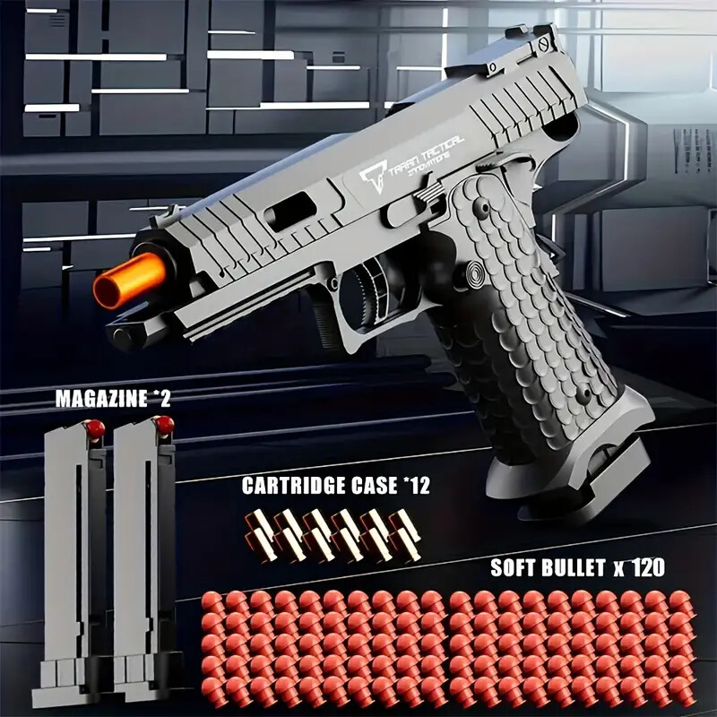 NEW Realistic Kids Toy Gun Soft Bullet Pistol w/ Ejecting Soft Bullets ...