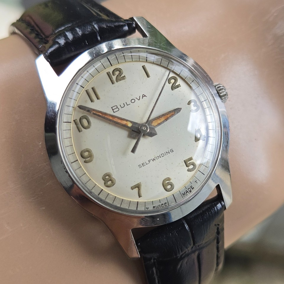 Vintage BULOVA Clipper "A" men's automatic watch 11ALAC Mlitary style ...
