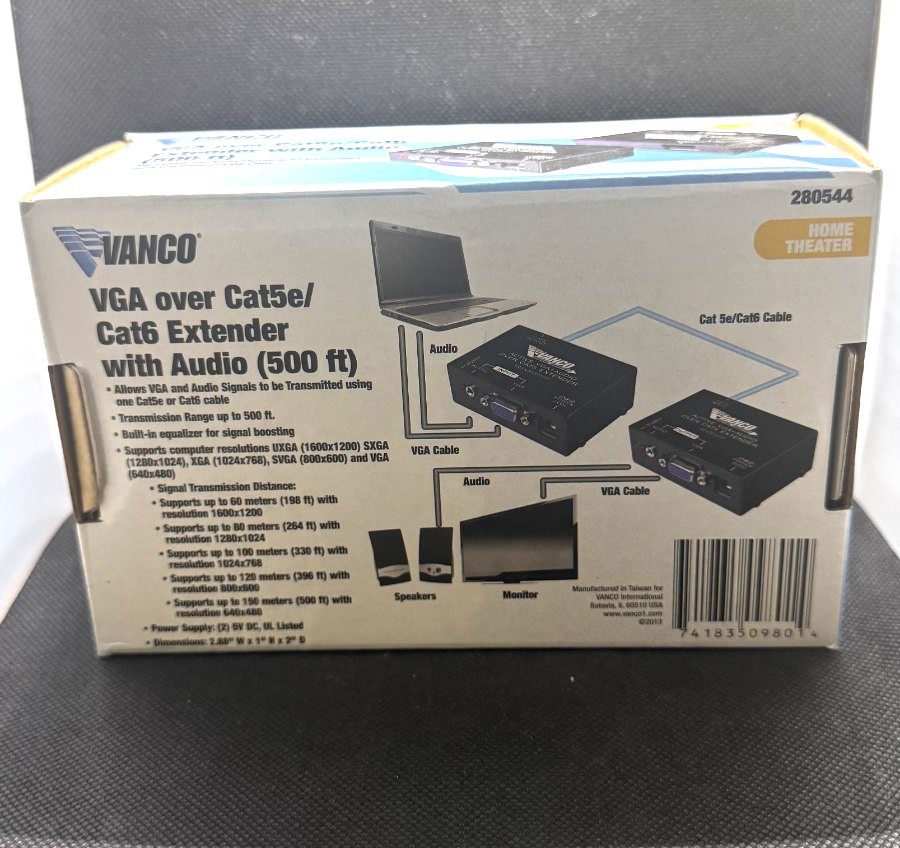 VANCO VGA over Cat5e/Cat6 Extender with Audio (500ft) PN: 280544 | eBay