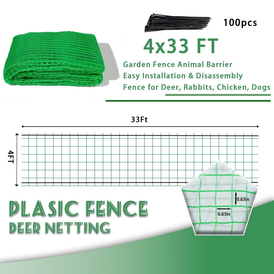 Temporary Plastic Mesh Fencing,4FT x 33FT Garden Bird Netting Safety ...