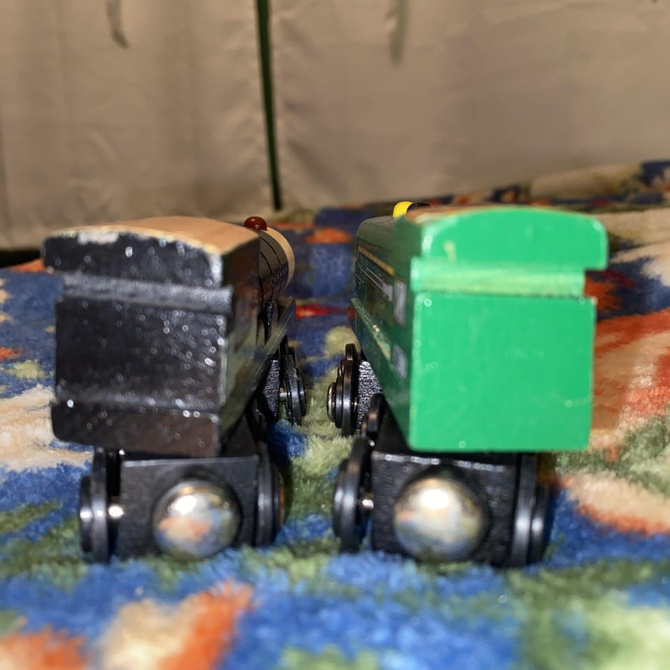 Masion Joseph Battat Black And Green Wooden Train Steam Locomotives | eBay