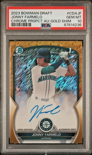 Jonny Farmelo 2023 Bowman Draft Chrome 1st Gold Shimmer Auto /50 PSA 10 ...