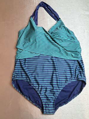 Penbrooke Striped One Pc Bathing Suit Retro Style Sz 3X | eBay