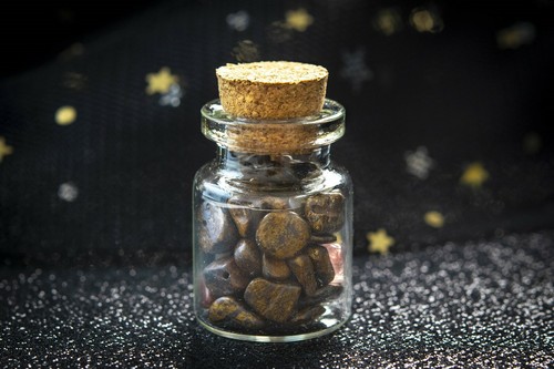 2 Pcs 35x22MM Wishing Bottles With Natural Toffee Bar Bronzite Chip ...