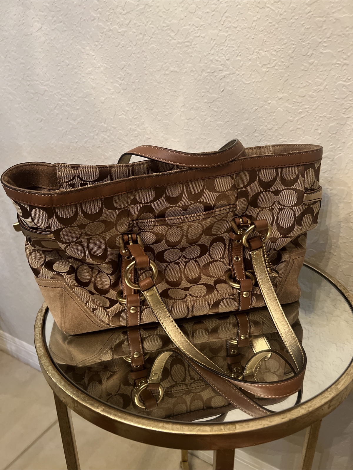 COACH SIGNATURE MONOGRAM LEATHER & CANVAS Authentic H… - Gem