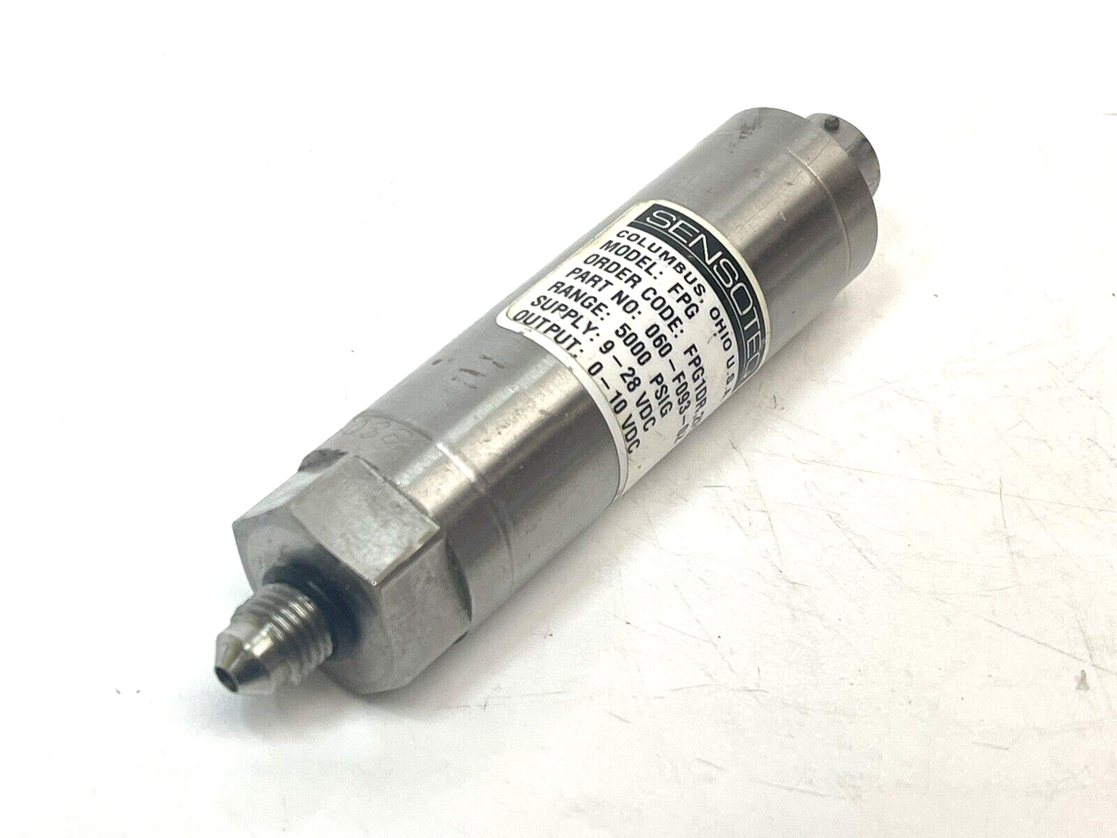 Sensotec Pressure Transducer Model FPG, P/N 060-F093-02, 5000 PSIG, 9 ...