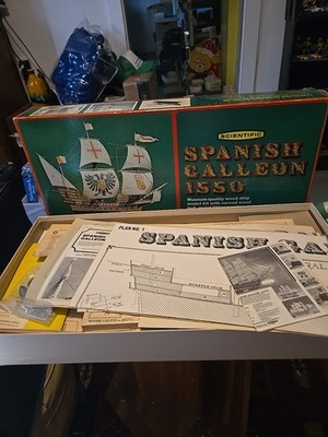 Scientific Spanish GALLEON 1550 Ship Wood Model Kit #184 Open Boxed ...