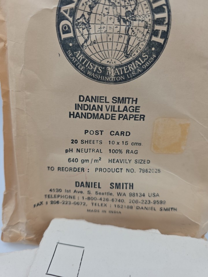 Vintage Daniel Smith Indian Village Handmade Paper Post Card 100% Rag ...