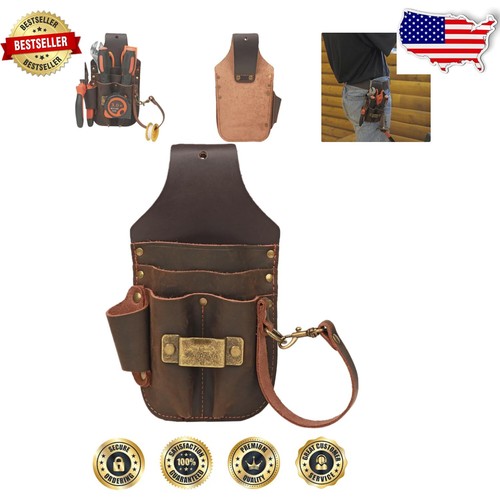 Tourbon Leather Electrician Holster: 5 Pocket Tool Pouch for Efficient ...