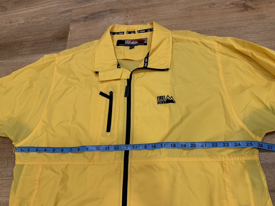First Down Yellow Windbreaker Jacket Mens XL Raincoat | eBay