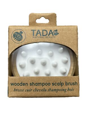 TADA~ Wooden Bamboo Soft Silicone Bristles Scalp & Hair Massager ...